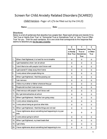 Depression and Anxiety Screening Forms - UofL General Peds
